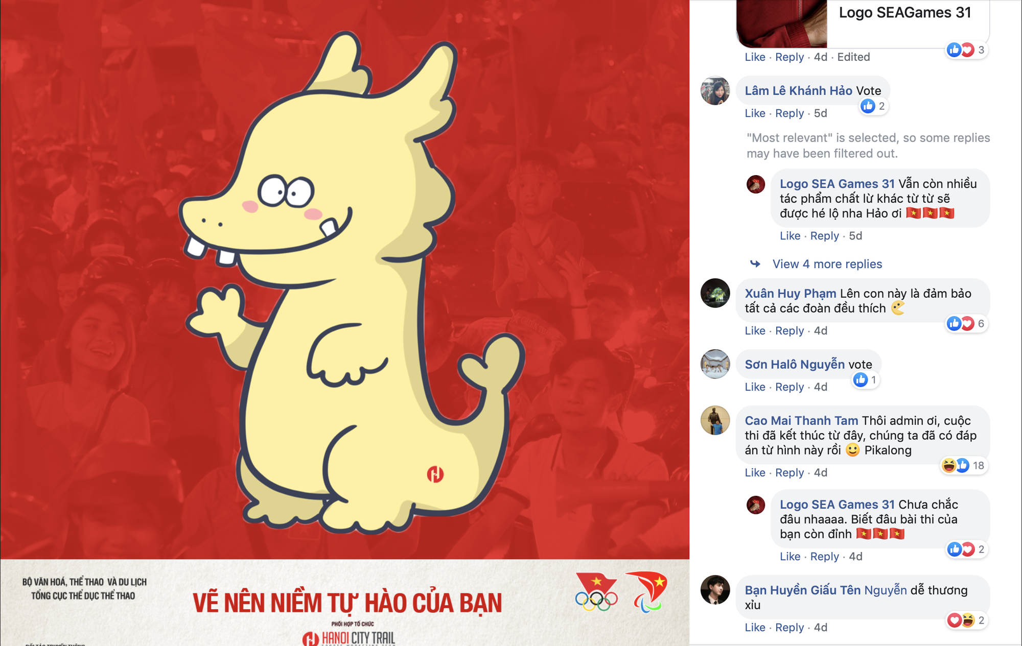 Chú rồng PikaLong dự thi biểu tượng vui cho SEA Games 2021 tại Việt Nam ...