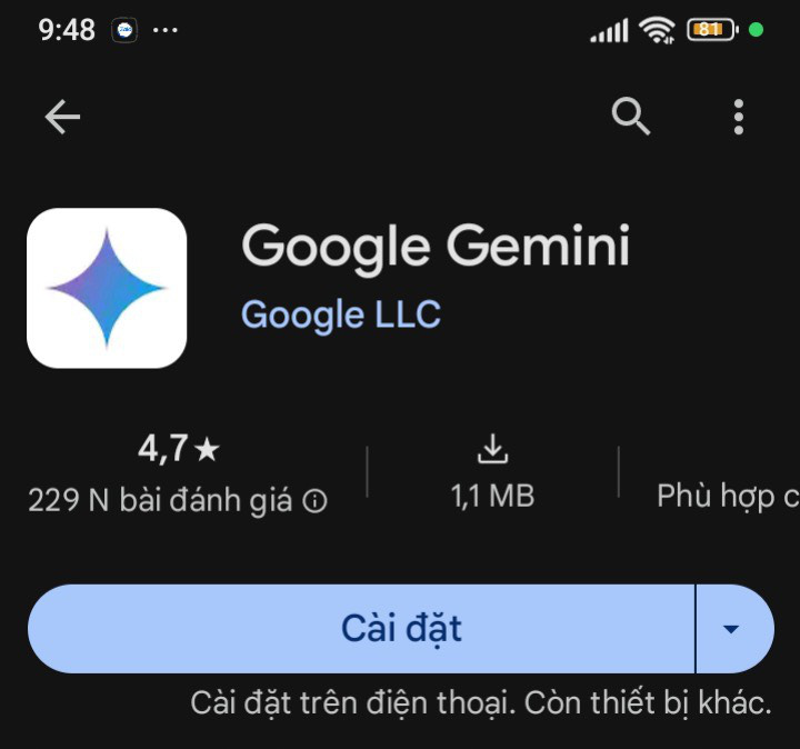 Google Gemini có ứng dụng chính thức trên Android