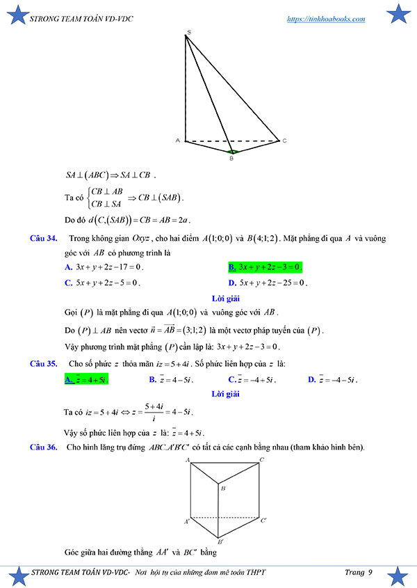 Bài giải gợi ý tất cả 24 mã đề môn Toán thi tốt nghiệp THPT