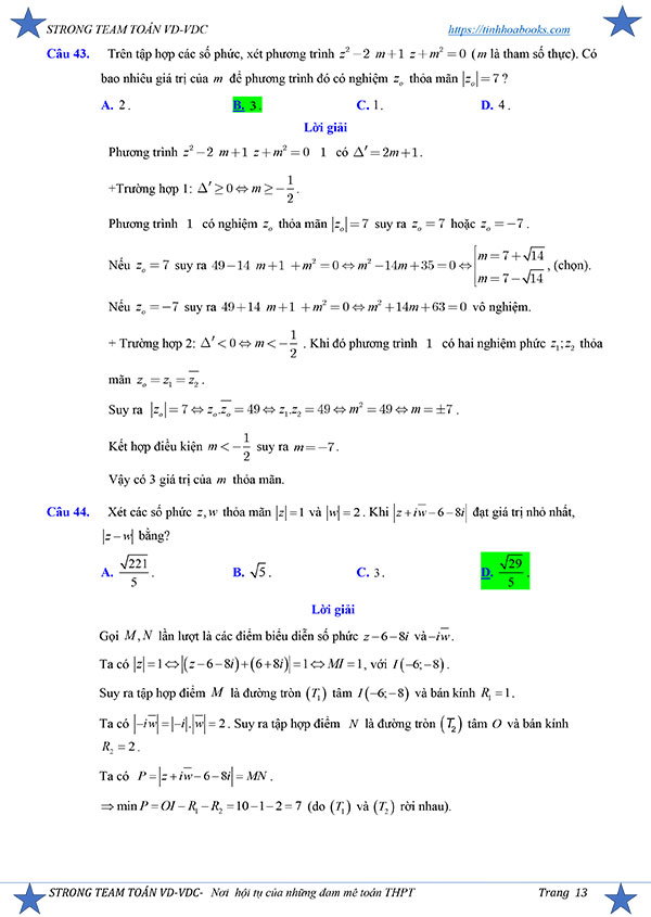 Bài giải gợi ý tất cả 24 mã đề môn Toán thi tốt nghiệp THPT