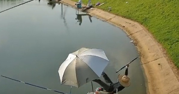 Cần thủ lộn santo khi giật cá